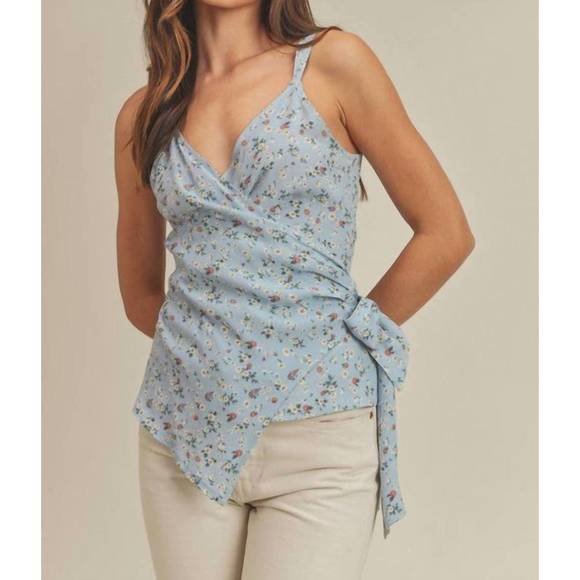 AEMI+CO | Tops | New Aemi Co Wrap Top In Sky Blue | Poshmark